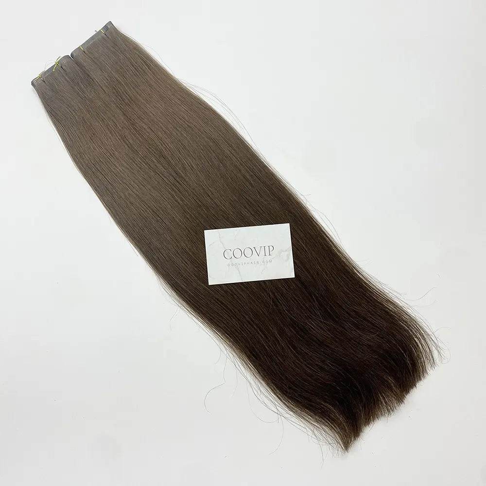 Flat Weft Extensions Double Drawn #4 Chocolate Brown Hair | COOVIPHAIR ...